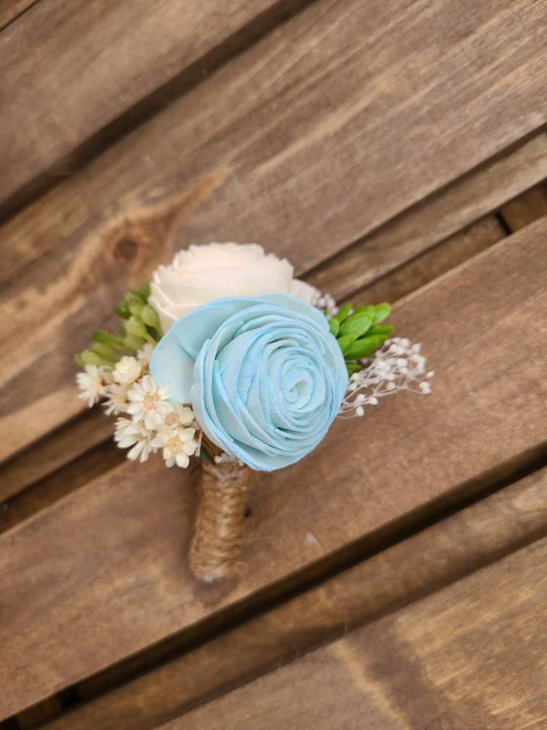 Light Blue Boutonniere, Hops Boutonniere, Sola Wood Boutonniere - Etsy