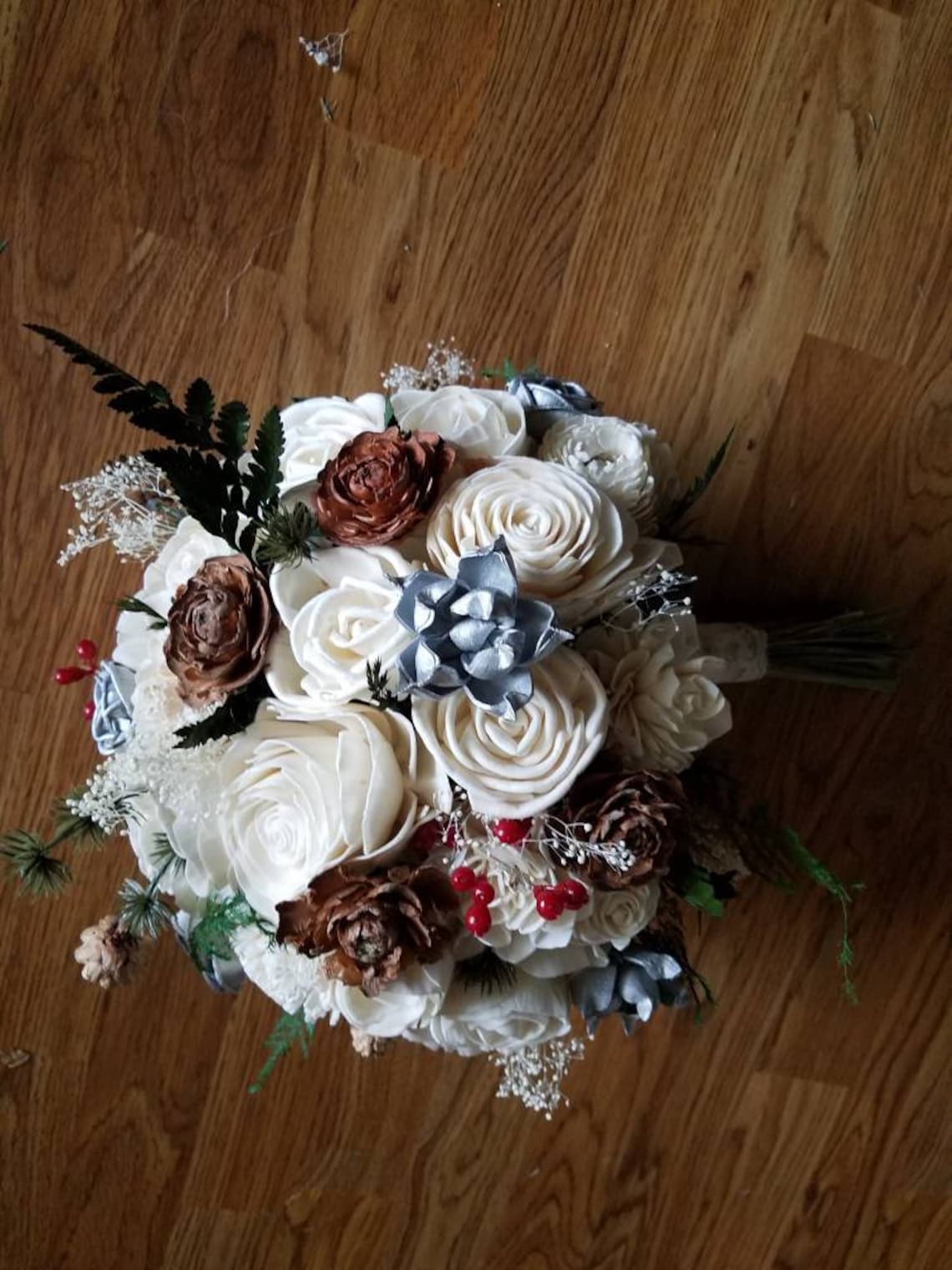 Wood bouquet Christmas bouquet evergreen bouquet sola | Etsy