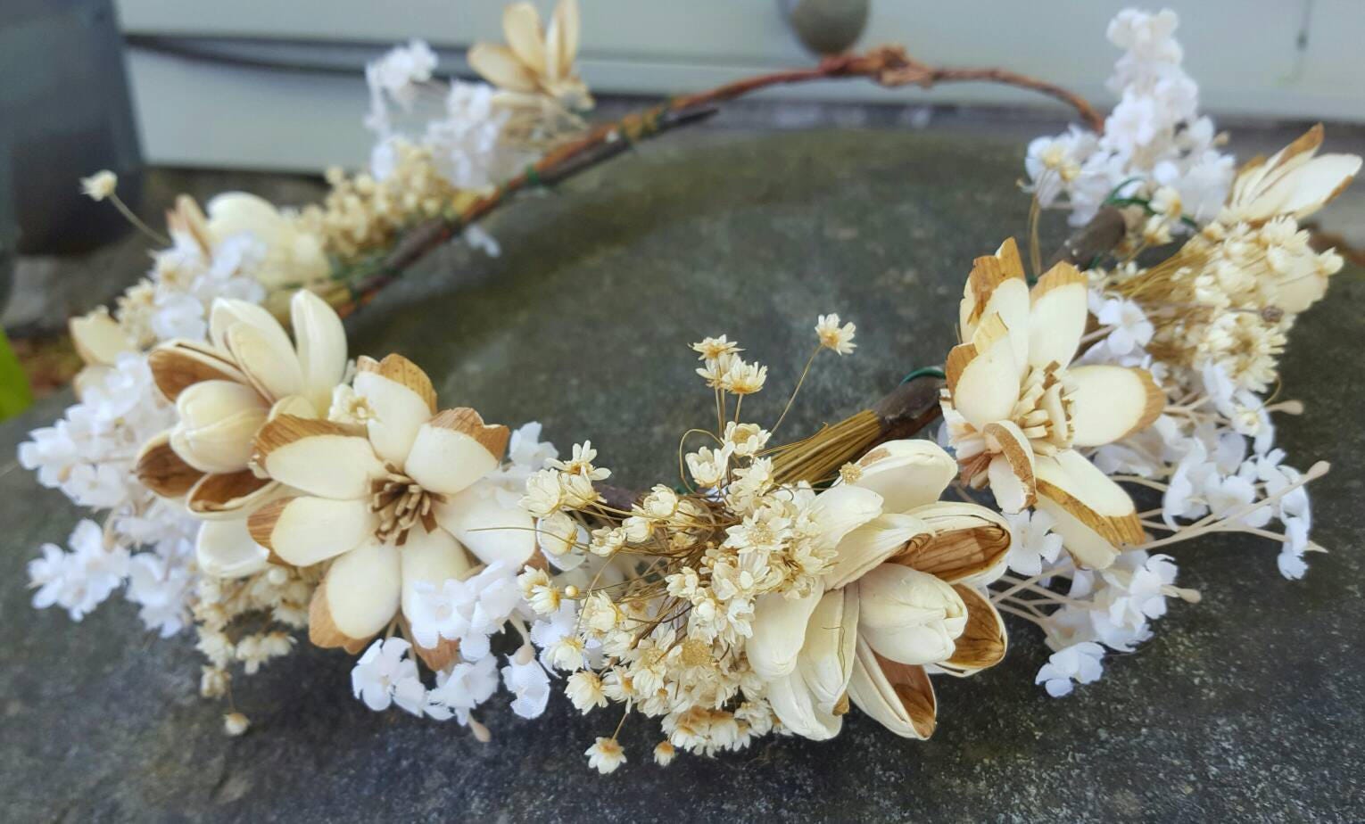 Flower crown wooden flower crown bohemian flower hair | Etsy