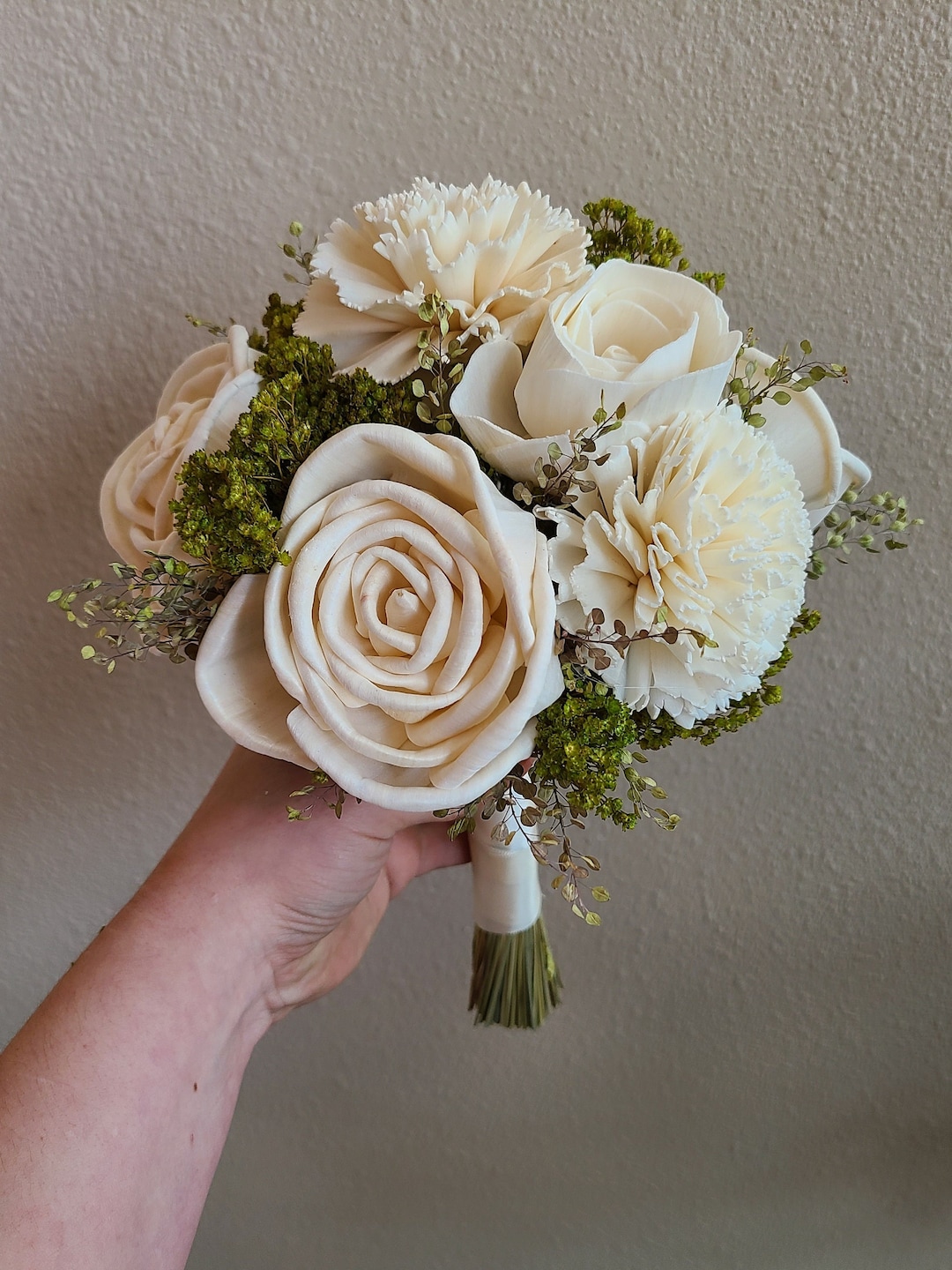 Micro Wedding Bouquet, Ready to Ship Mini Bridal Bouquet, Wood Flowers ...