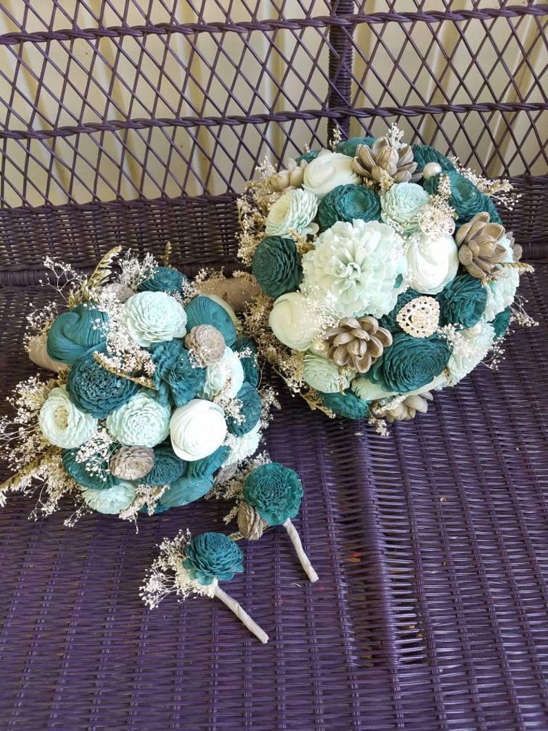 Wooden Bouquet Wedding Bouquet Sola Flower Bouquet Wooden - Etsy