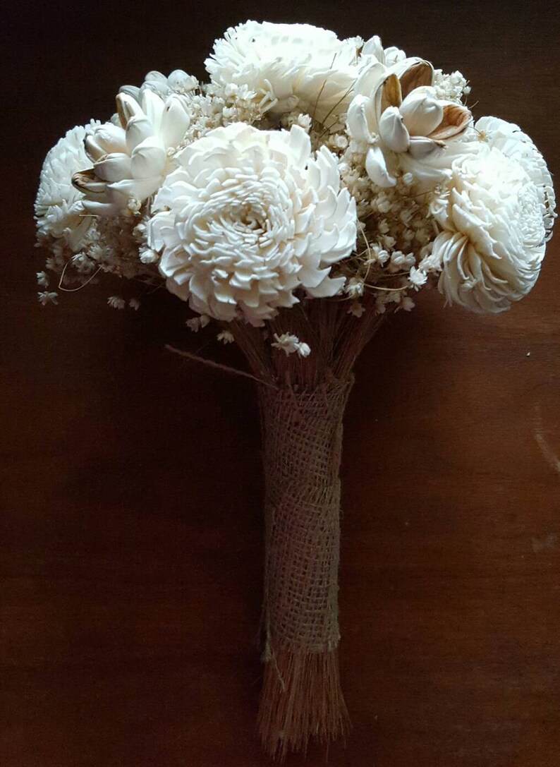 Dried Flower Bouquet, Wooden Flower, Sola Flowers, Rustic Bouquet ...