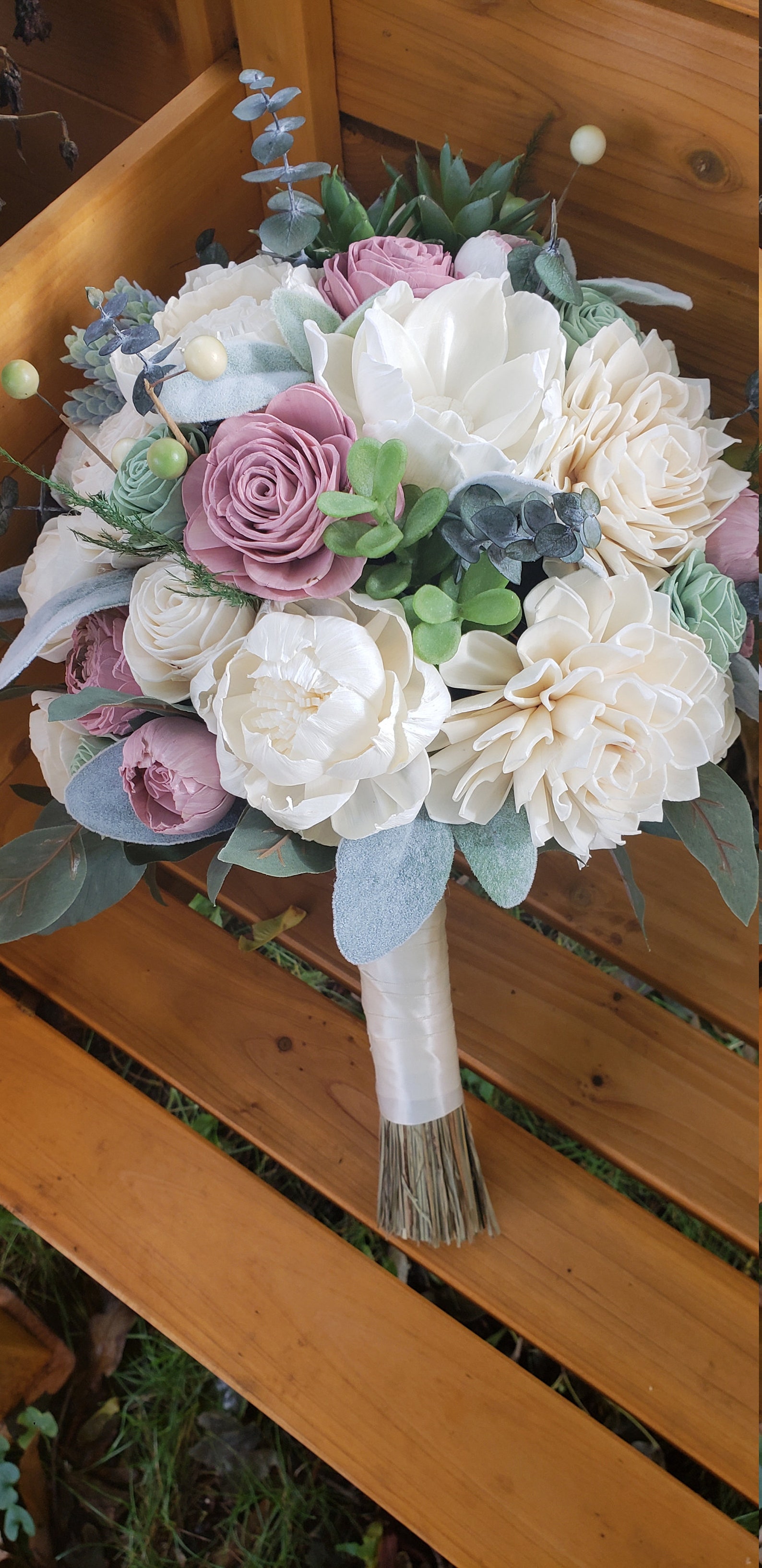 Dusty Rose Quartz and Sage Flowers Spring Wedding Bouquet - Etsy