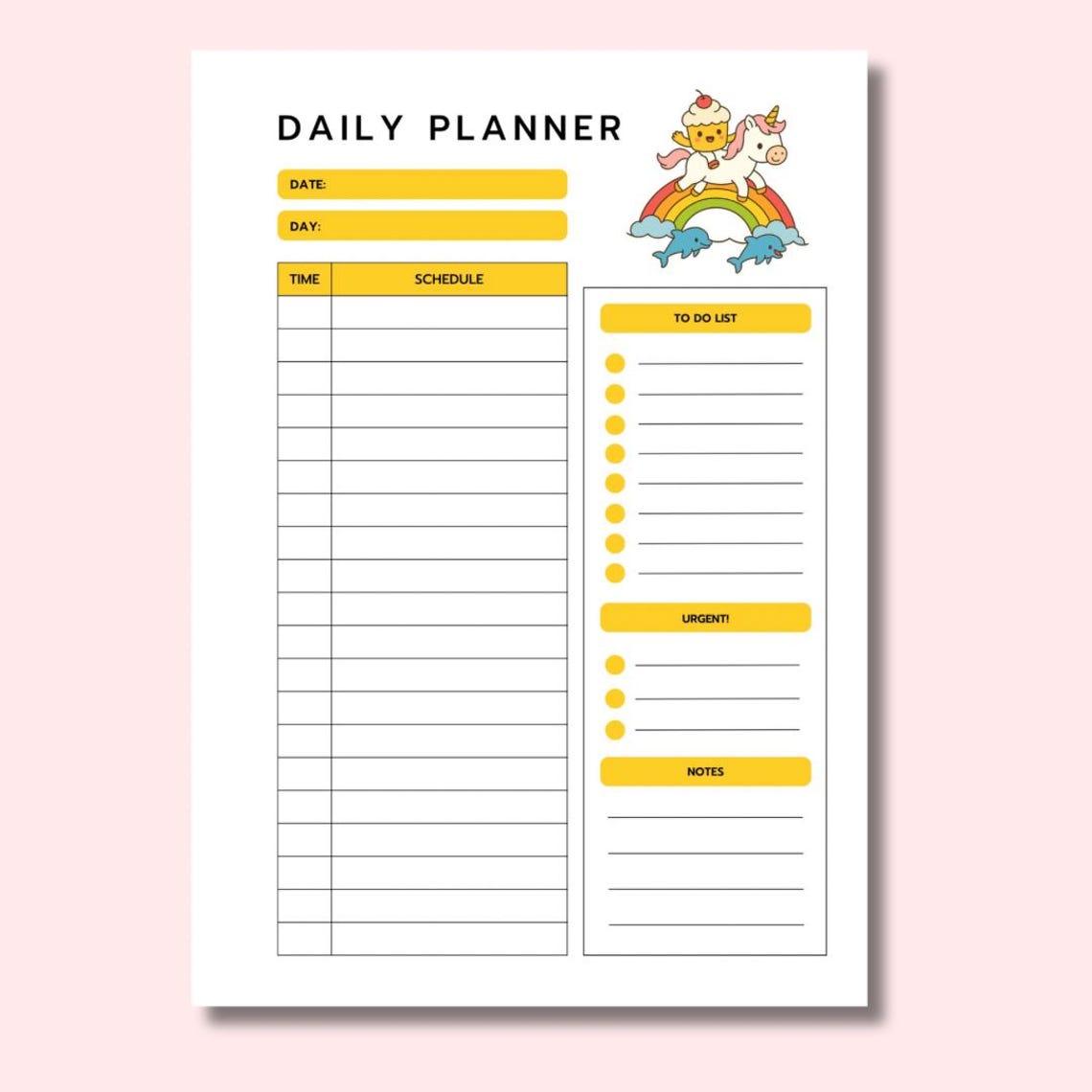 Printable Daily Planner | 7 Printable Pdfs | Kawaii Themed Planner ...