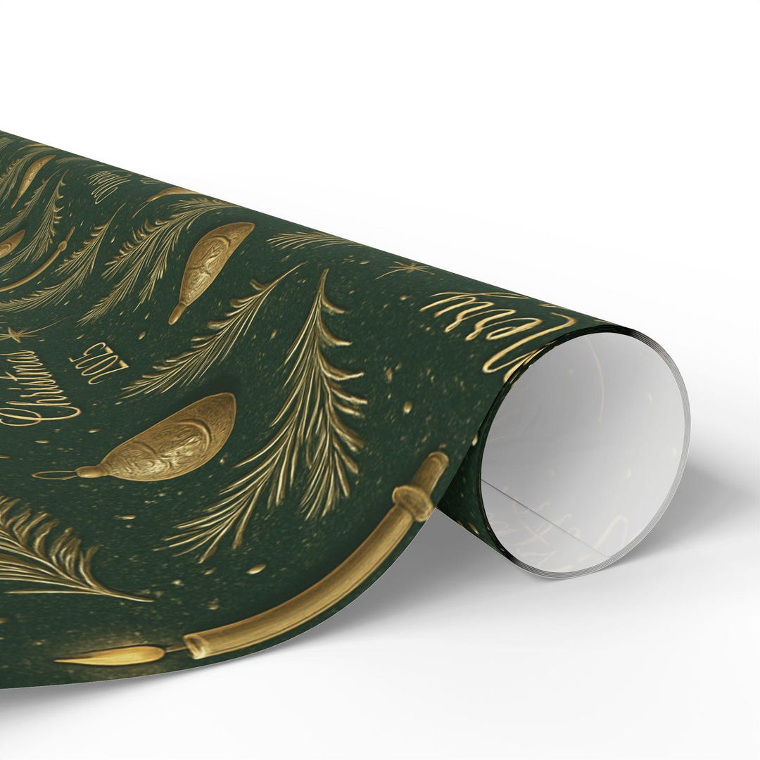 Elegant Christmas Wrapping Paper | Gold Pine & Baubles - Etsy