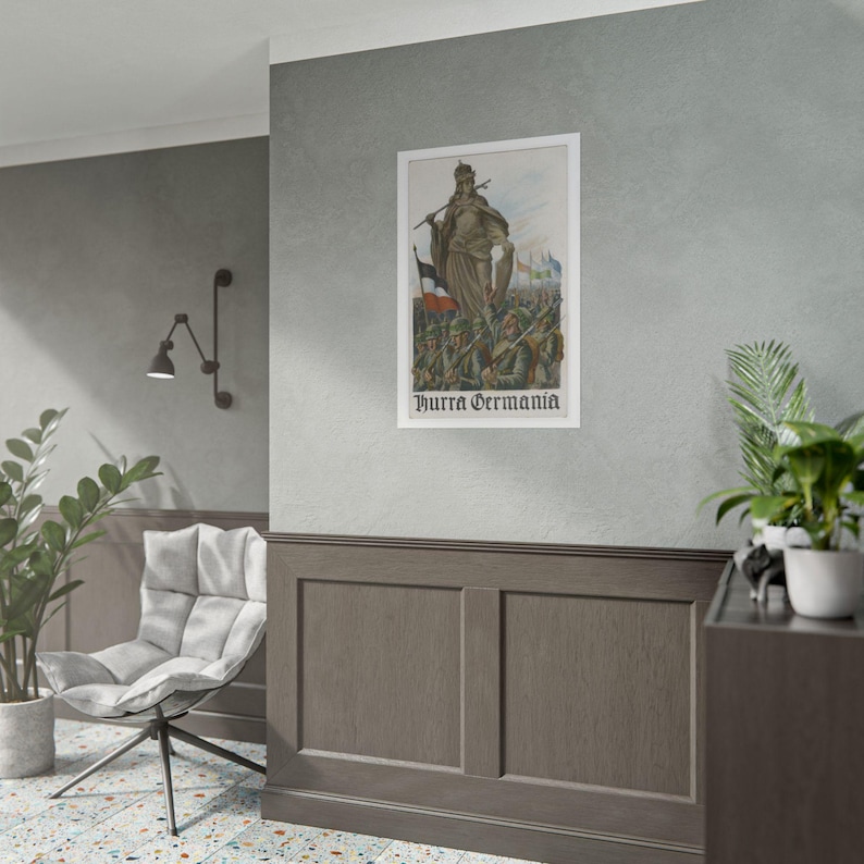 Vintage WWI German Patriotic Poster | Hurra Germania Historical War ...