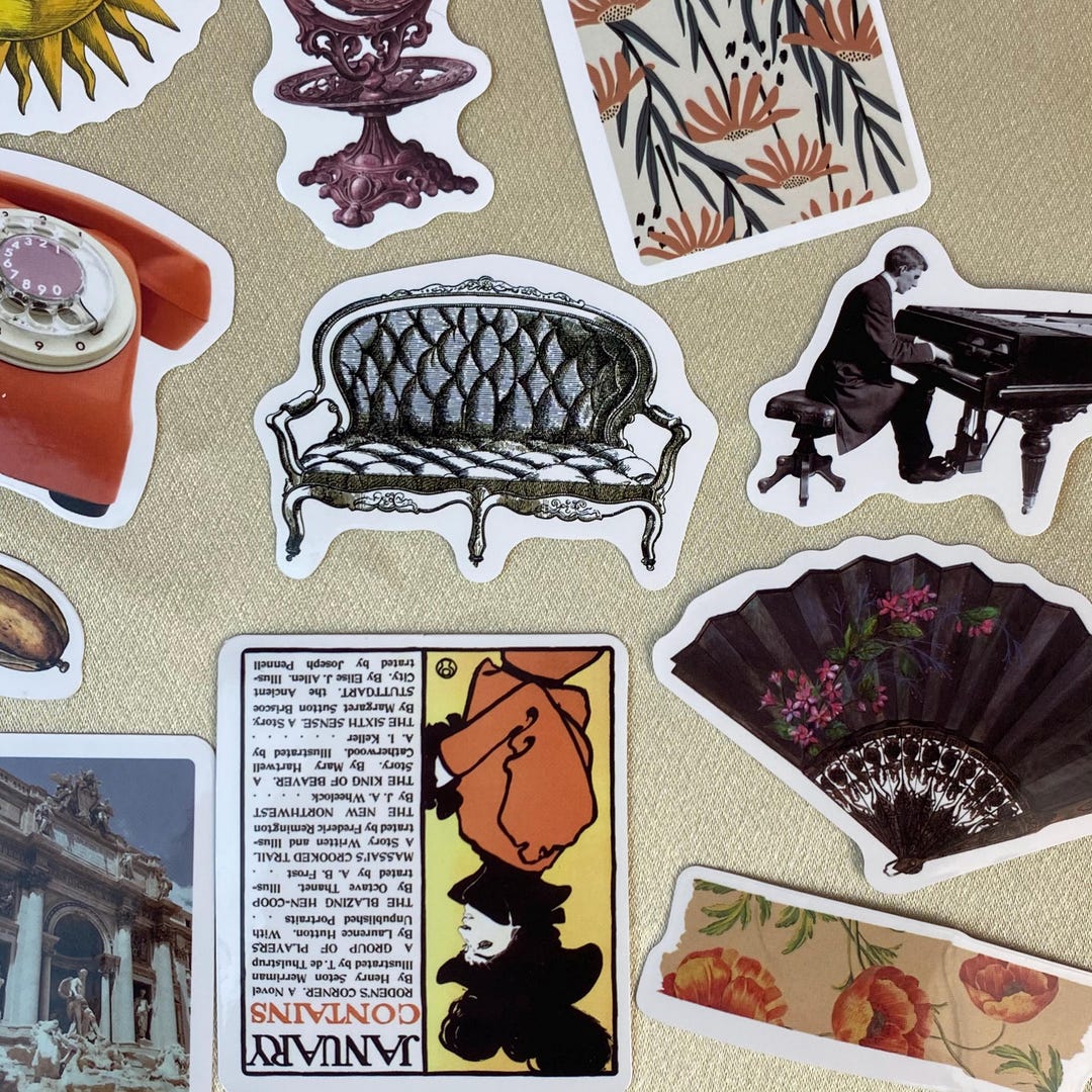 50 Retro Art Graffiti Stickers - Retro Antique Stickers - Artsy ...