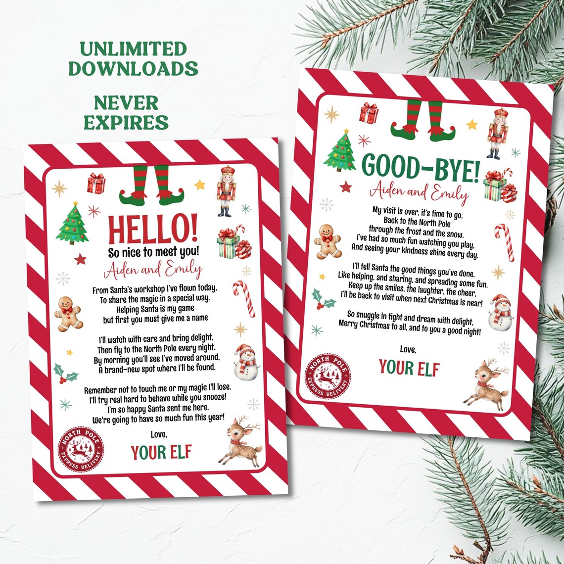 Editable Elf First Time Arrival Letter and Goodbye Letter Set ...