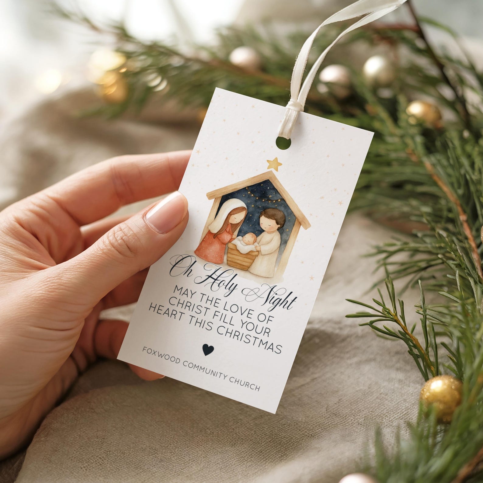 Editable Oh Holy Night Nativity Gift Tag, Christmas Gift Tag, Oh Holy ...