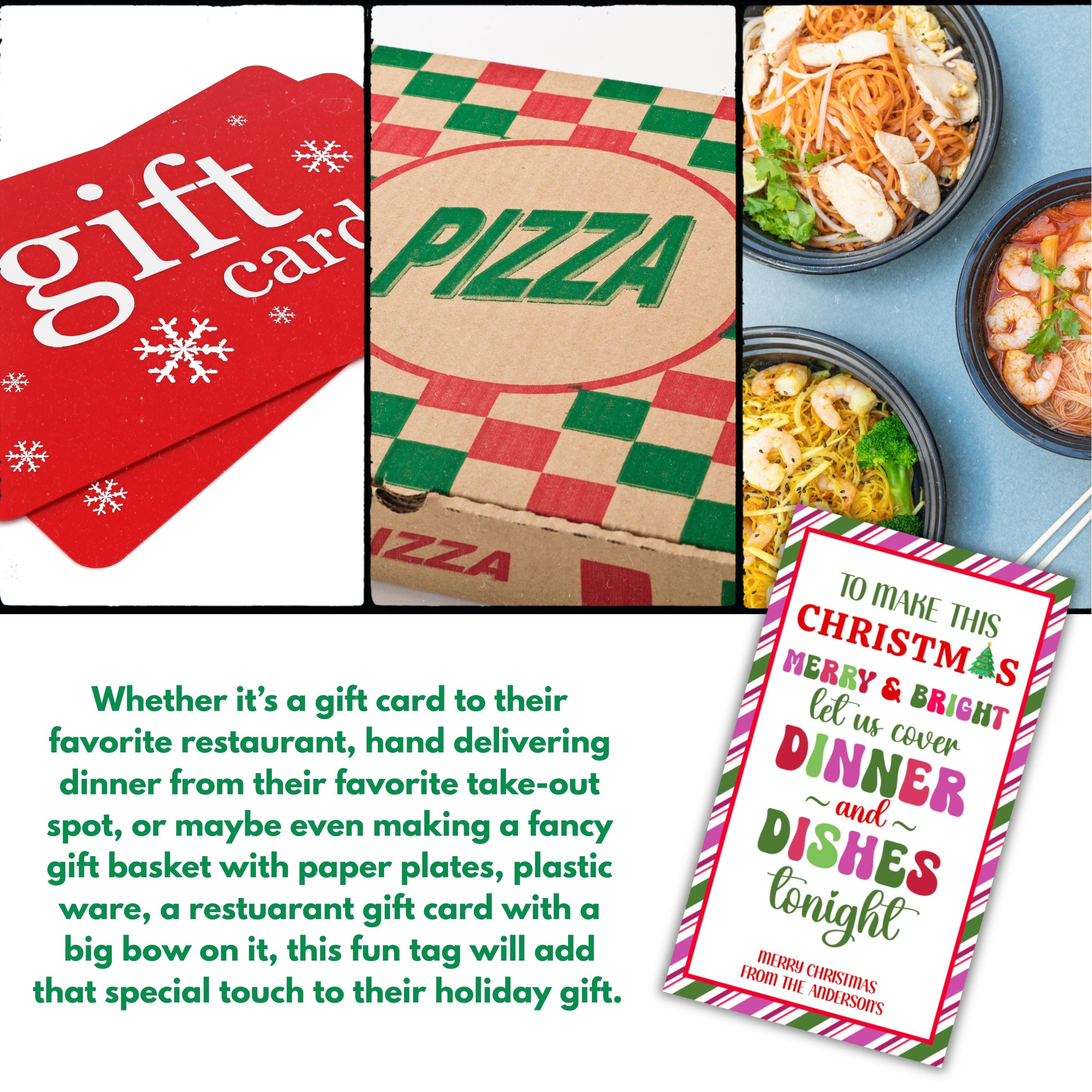 Editable Christmas Dinner and Dishes Gift Tag, Merry and Bright ...