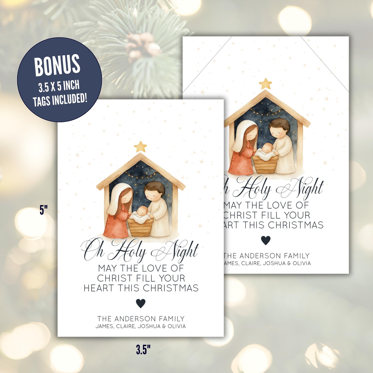 Editable Oh Holy Night Nativity Gift Tag, Christmas Gift Tag, Oh Holy ...