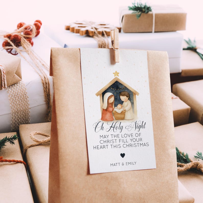 Editable Oh Holy Night Nativity Gift Tag, Christmas Gift Tag, Oh Holy ...