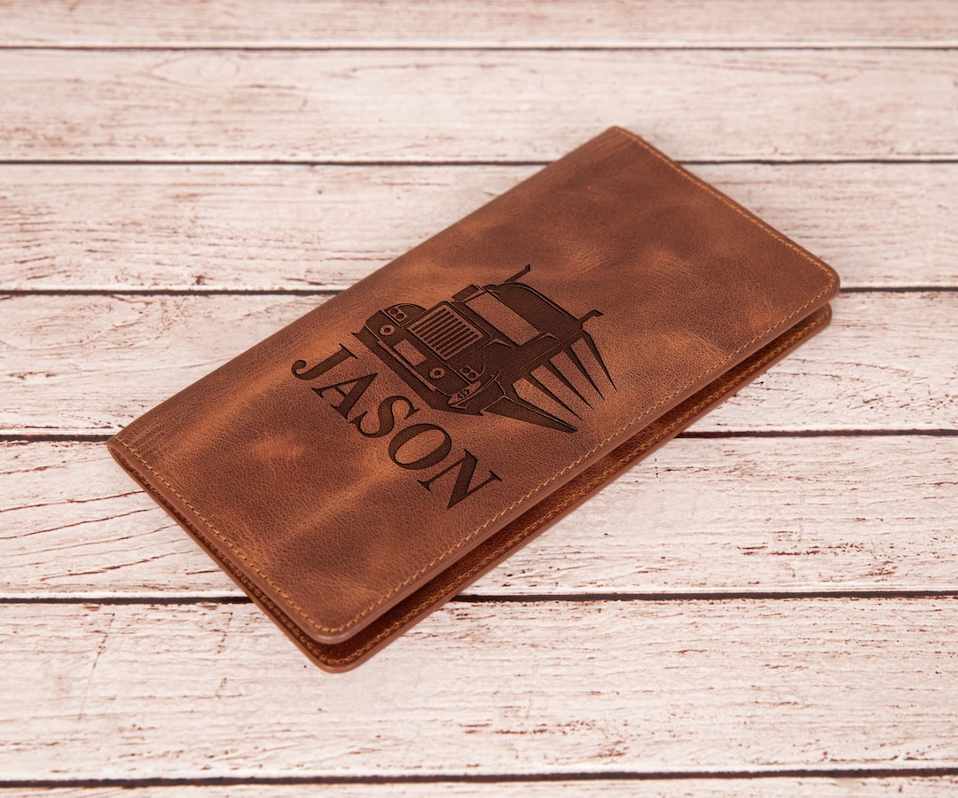 Engraved Leather Trucker Wallet, Personalized Truck Driver Gift - Etsy
