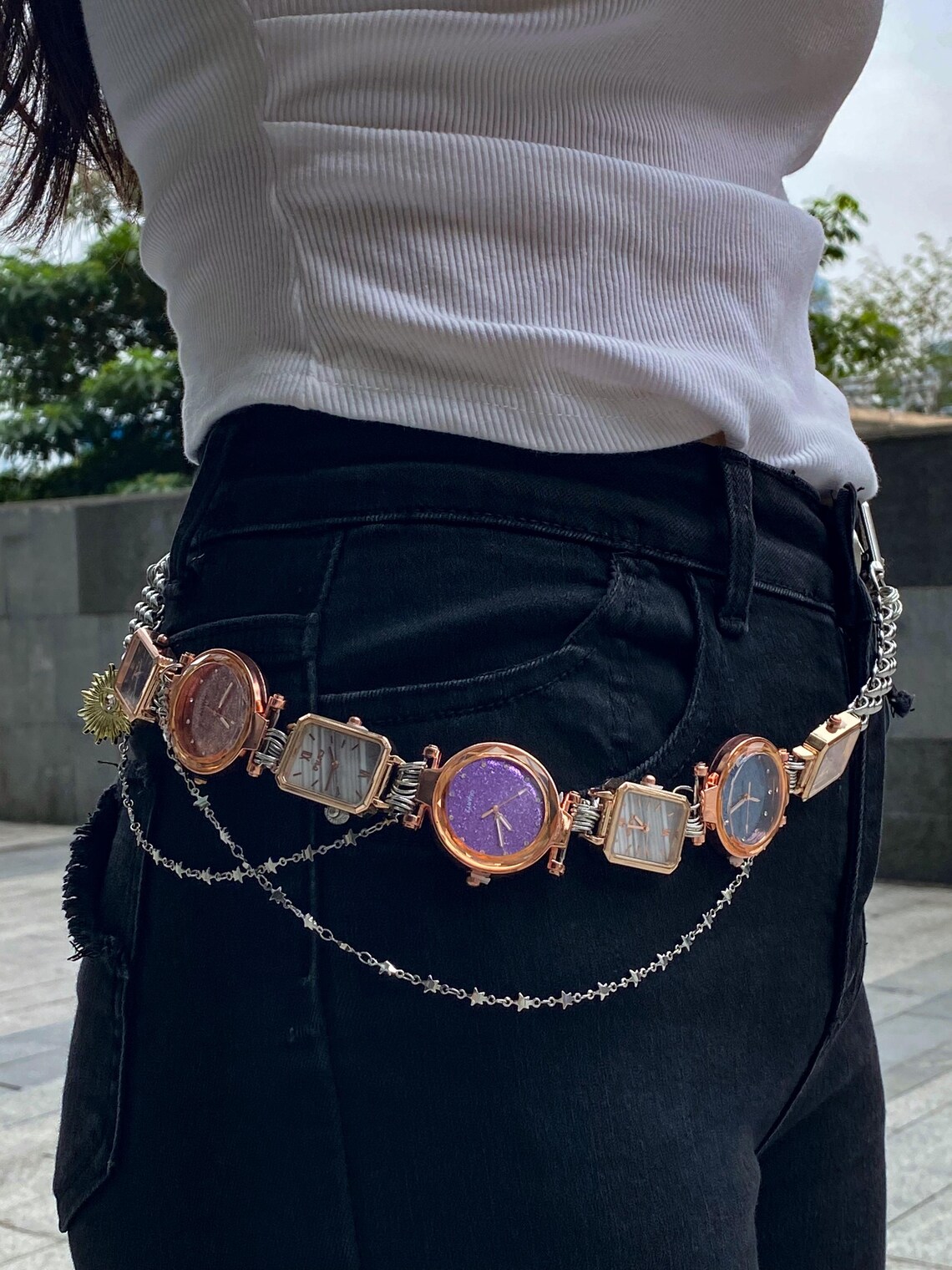 Punk Multi-watch Pants Chain,pink Watch Accessory,chunky Pants Chain ...