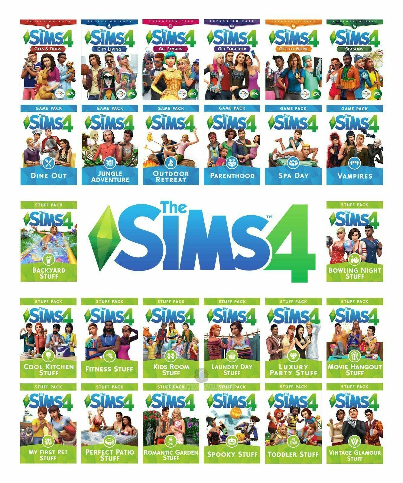 The Sims 4 (PC) + All Expansion Packs DLC – Full Collection for Windows ...