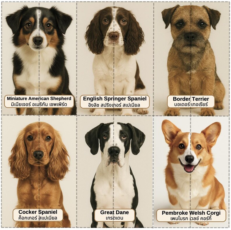 Dog Breed Matching Game (ภาษาไทย): Printable Memory Game for Kids ...