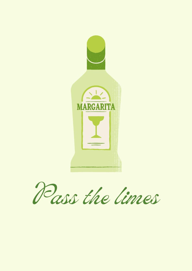 Marg Print Cocktail Poster | Aesthetic Kitchen Artwork | Cocktail Print ...