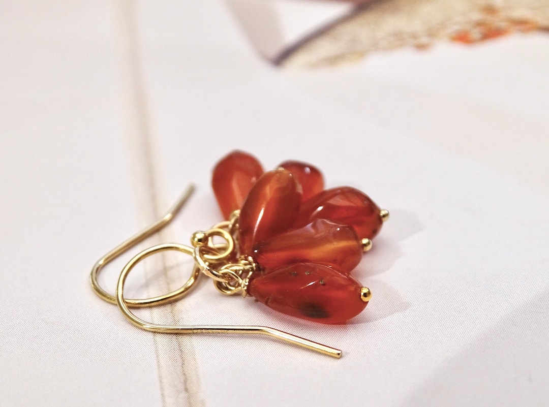 Gift for Her Vintage Carnelian Gemstones Dangle Earrings Wulfgirl ...
