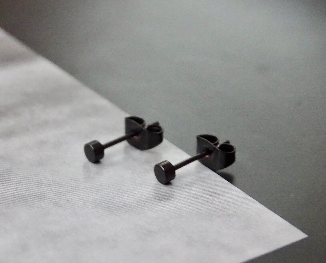 Men's Favorite Flat Black Studs Women's Studs Gift for | Etsy