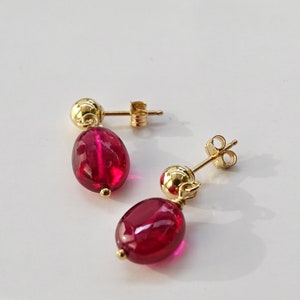 14k Solid Gold French Ear Wires Fabulous Ruby Genuine Stones - Etsy