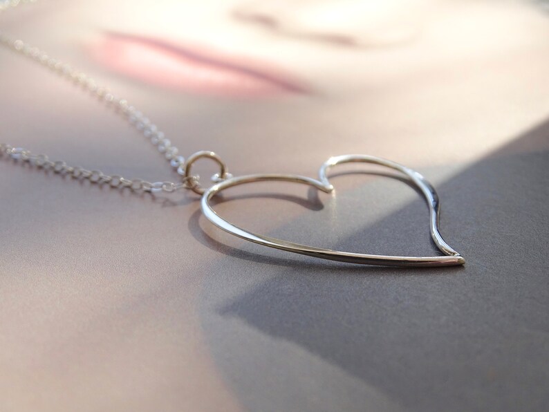 SALE Sterling Silver Heart Necklace Solid Sterling Pendant | Etsy