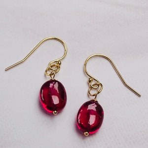 14k Solid Gold French Ear Wires Fabulous Ruby Genuine Stones Handmade ...