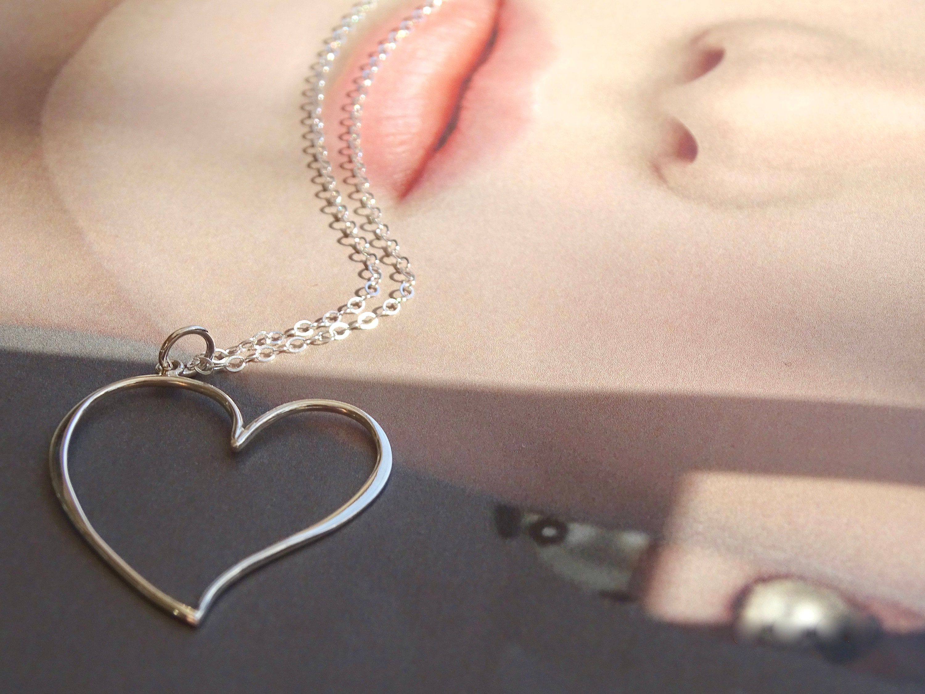 Sterling Silver Heart Necklace Solid Sterling Love Pendant | Etsy