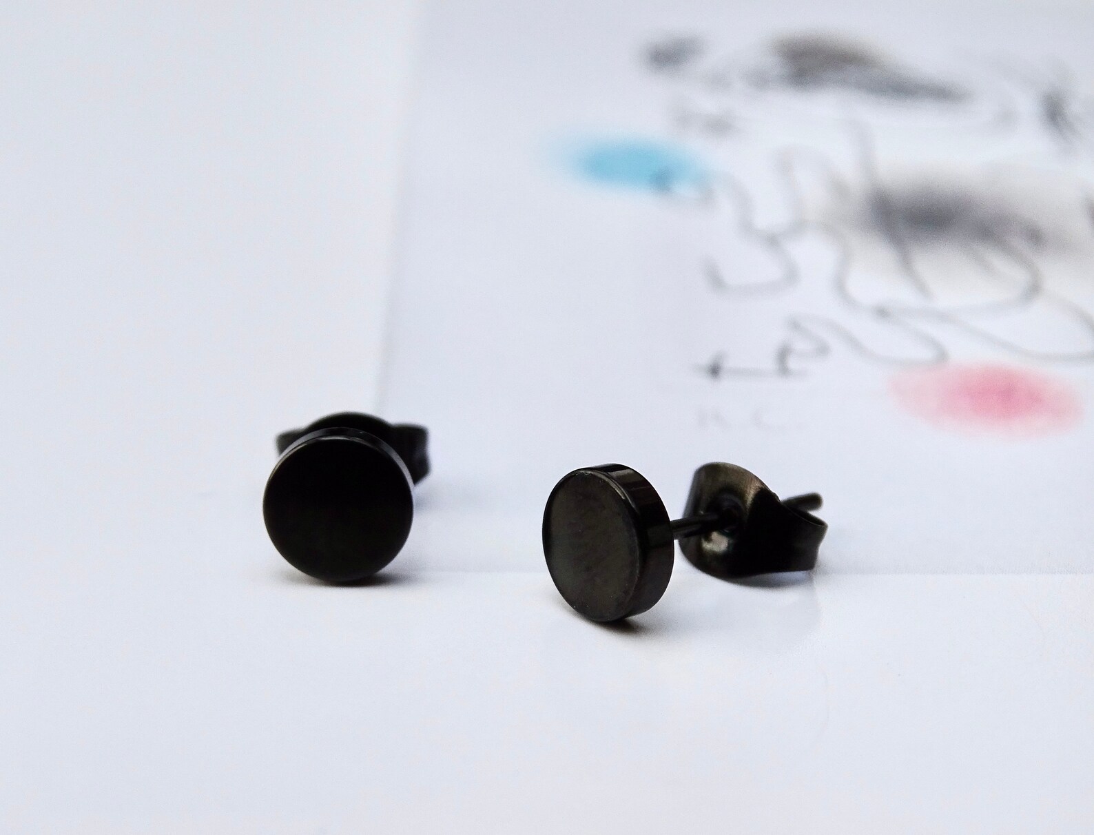 Men's Favorite Flat Black Studs Women's Studs Gift for | Etsy