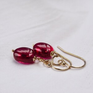14k Solid Gold French Ear Wires Fabulous Ruby Genuine Stones Handmade ...
