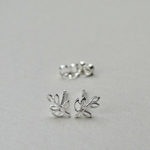 Gold Leaf Studs Minimalist Studs Everyday Tiny Branch Studs Gold ...