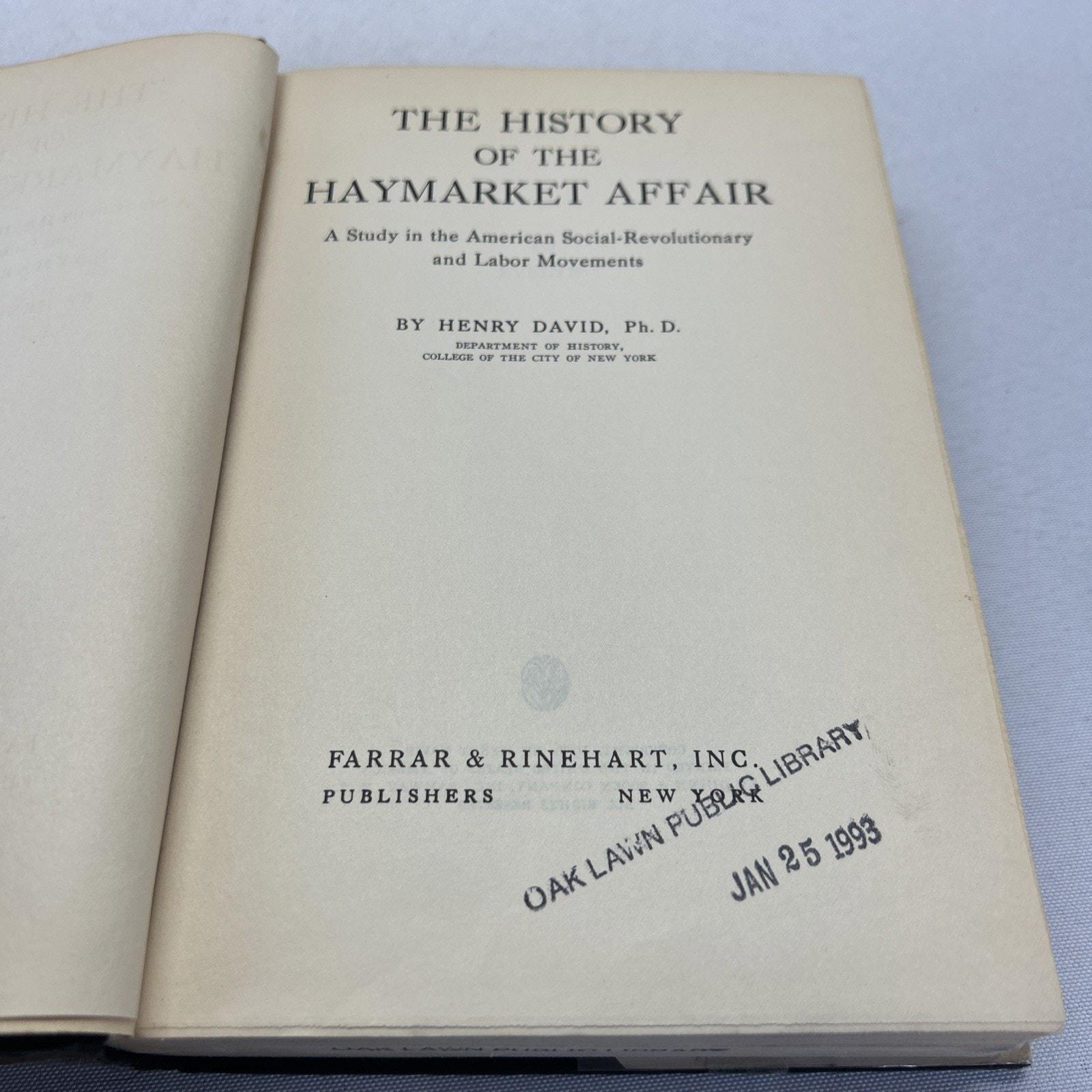 The History of the Haymarket Affair by Henry David HC DJ 1936 - Etsy UK