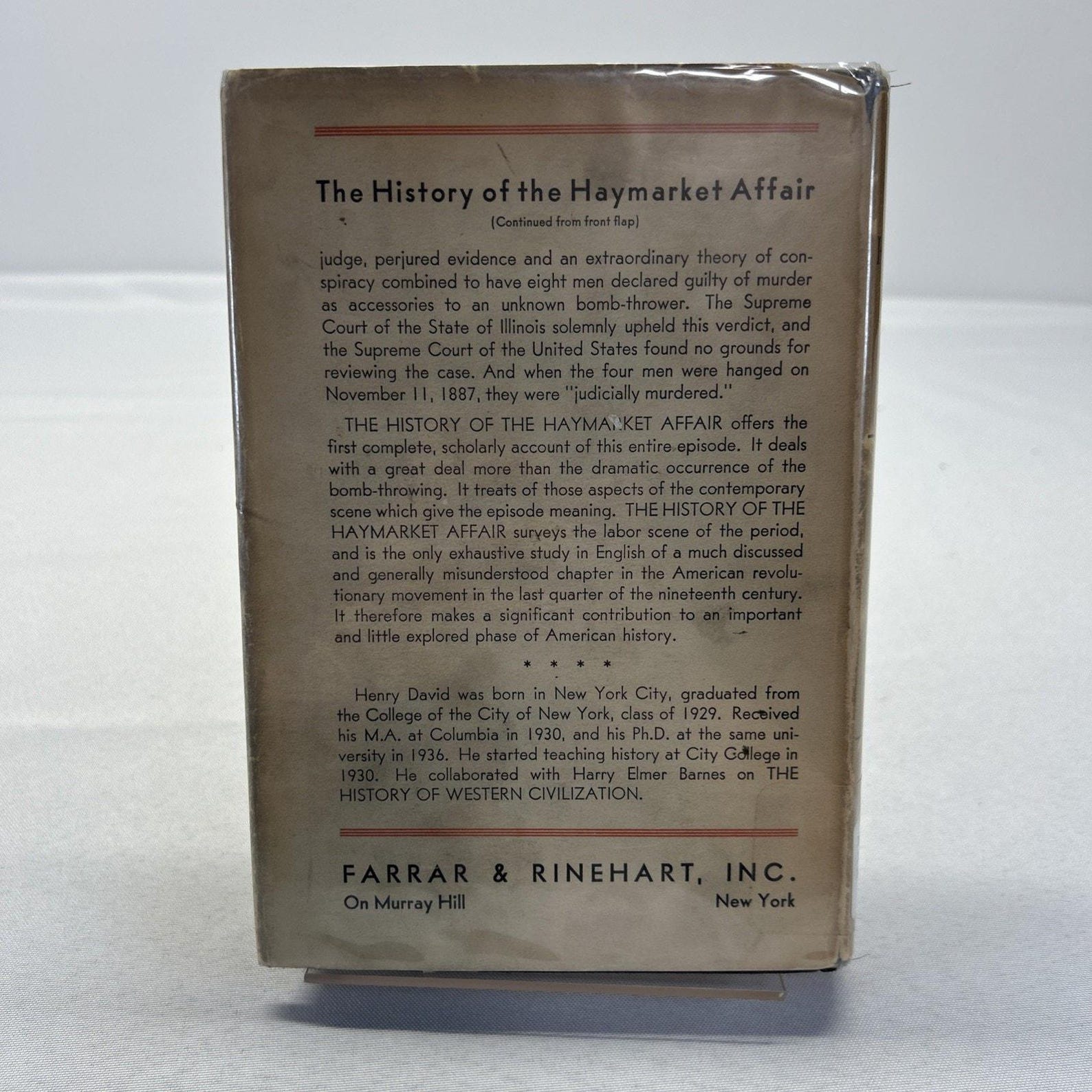 The History of the Haymarket Affair by Henry David HC DJ 1936 - Etsy UK