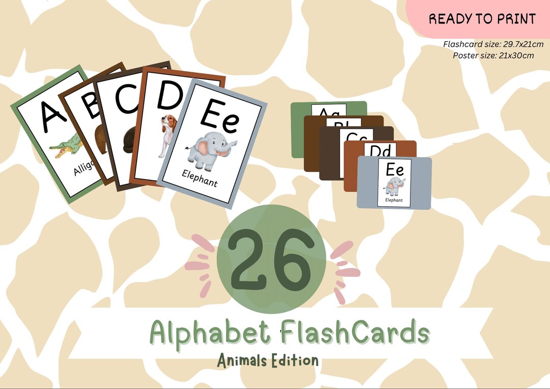 ABC Animal Postcard&flashcard-colorful Handdrawn Alphabet Cards for ...