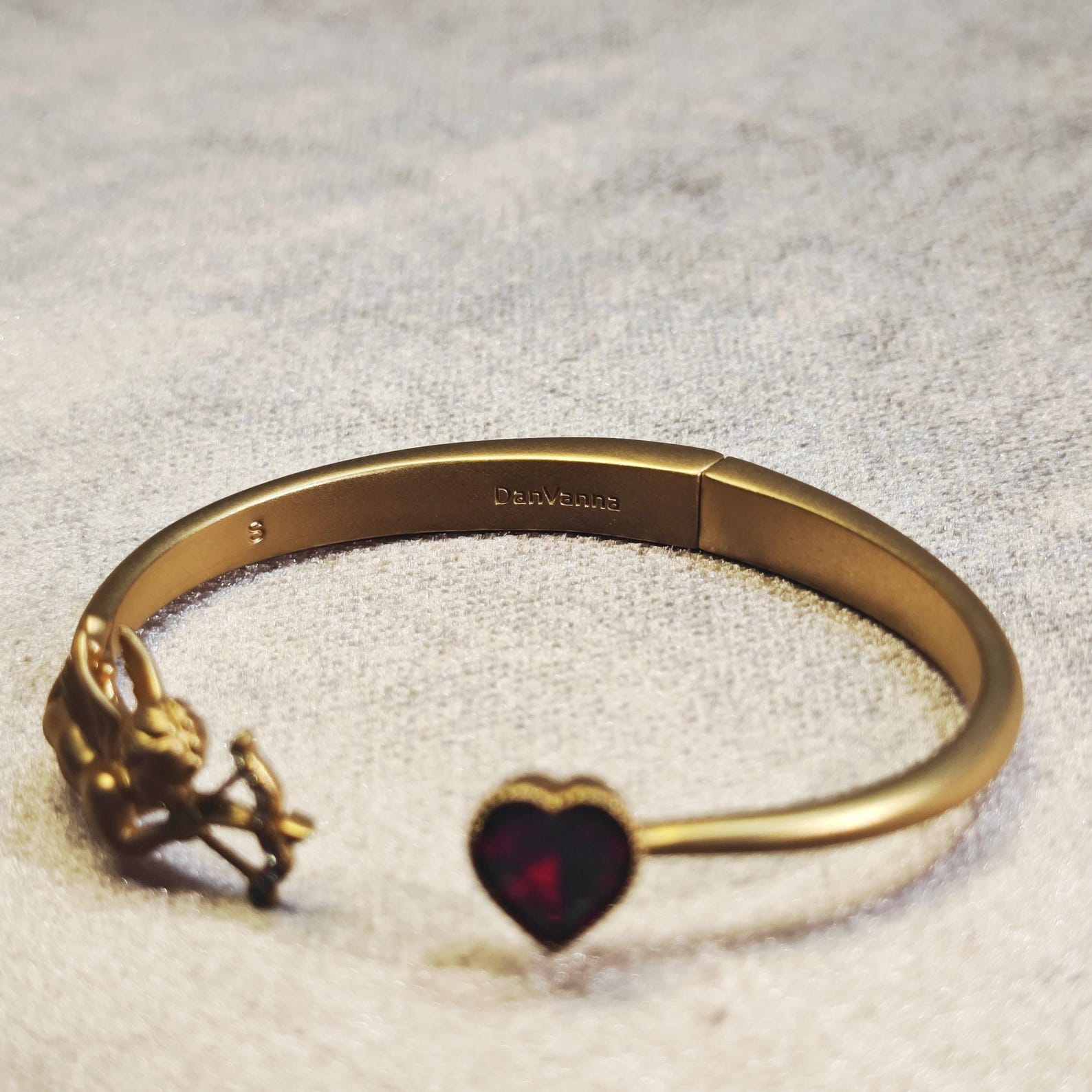 Cupid Heart Bangle Bracelet: 18K Gold Plated Crystal Cuff - Etsy