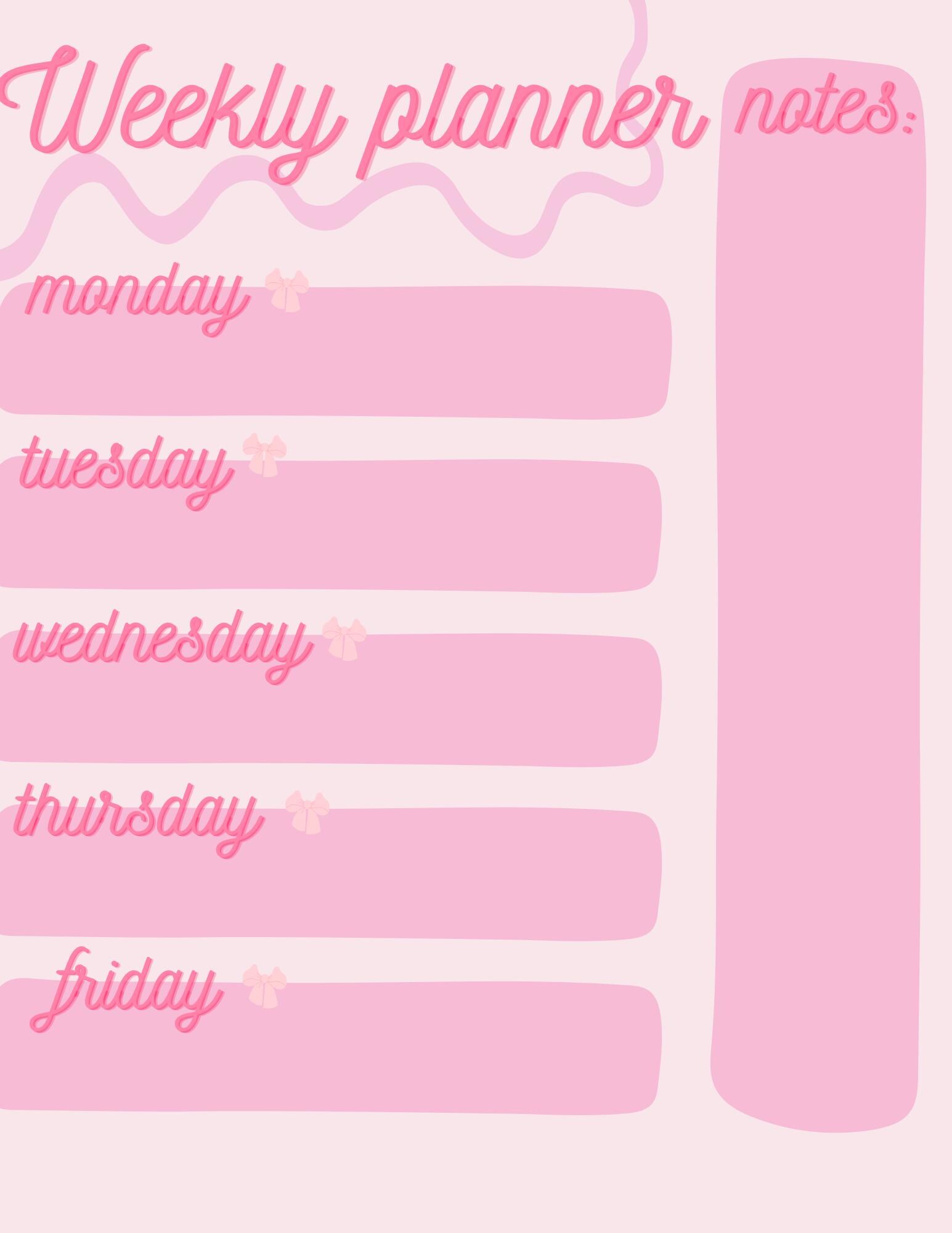 Pink Weekly Planner - Etsy