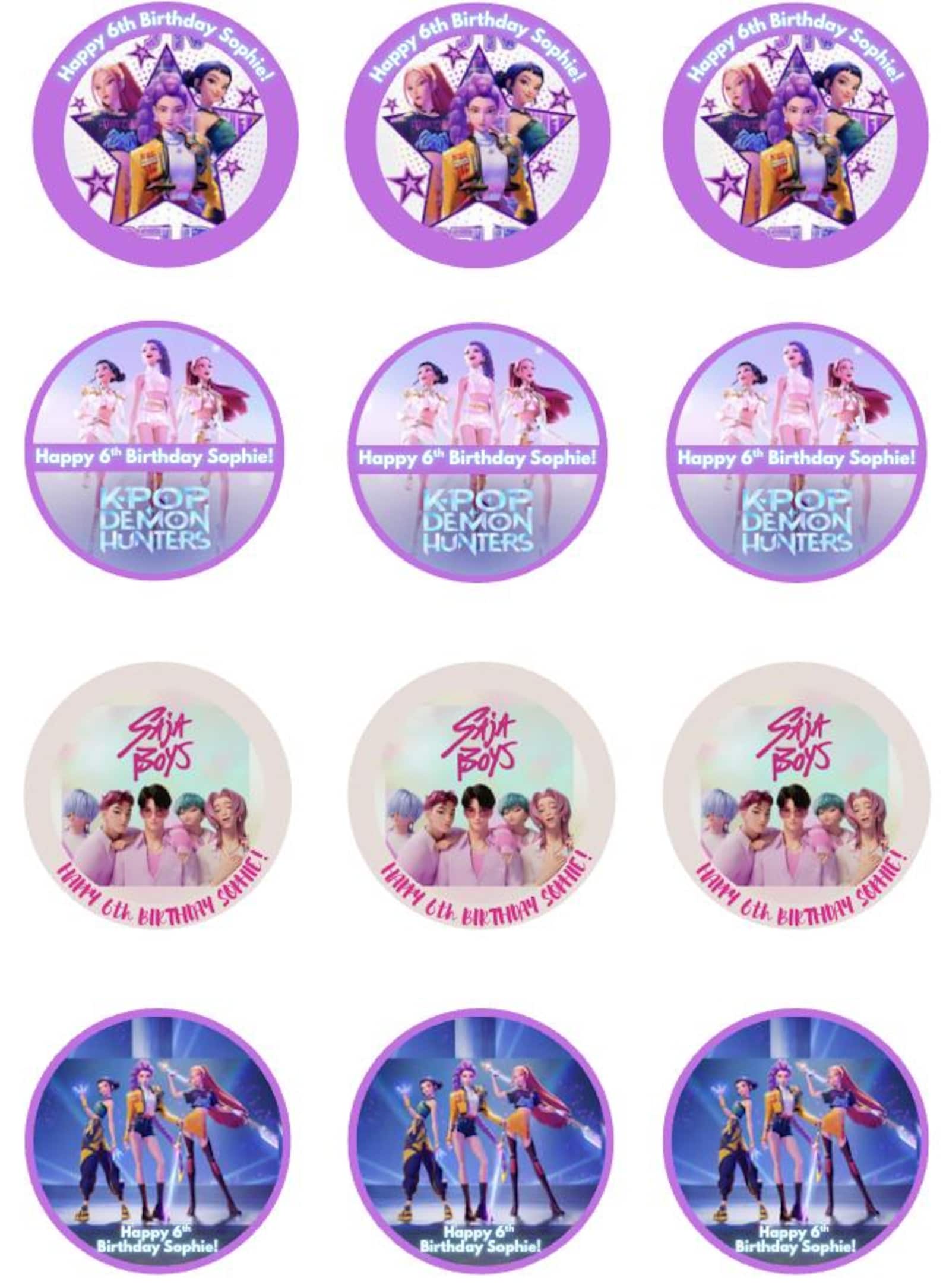K Pop Demon Hunters Cupcake Toppers 2inch - DIGITAL DOWNLOAD - Etsy