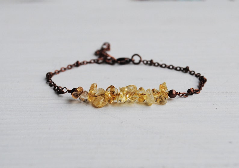 Raw Citrine Bracelet November Birthstone Bracelet Minimalist - Etsy