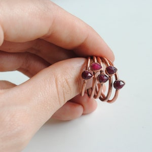 Faceted Ruby Ring, Raw Ruby Ring, Ruby Stacking Ring, Ruby Copper Ring, Raw Gemstone Ring, Ruby ...