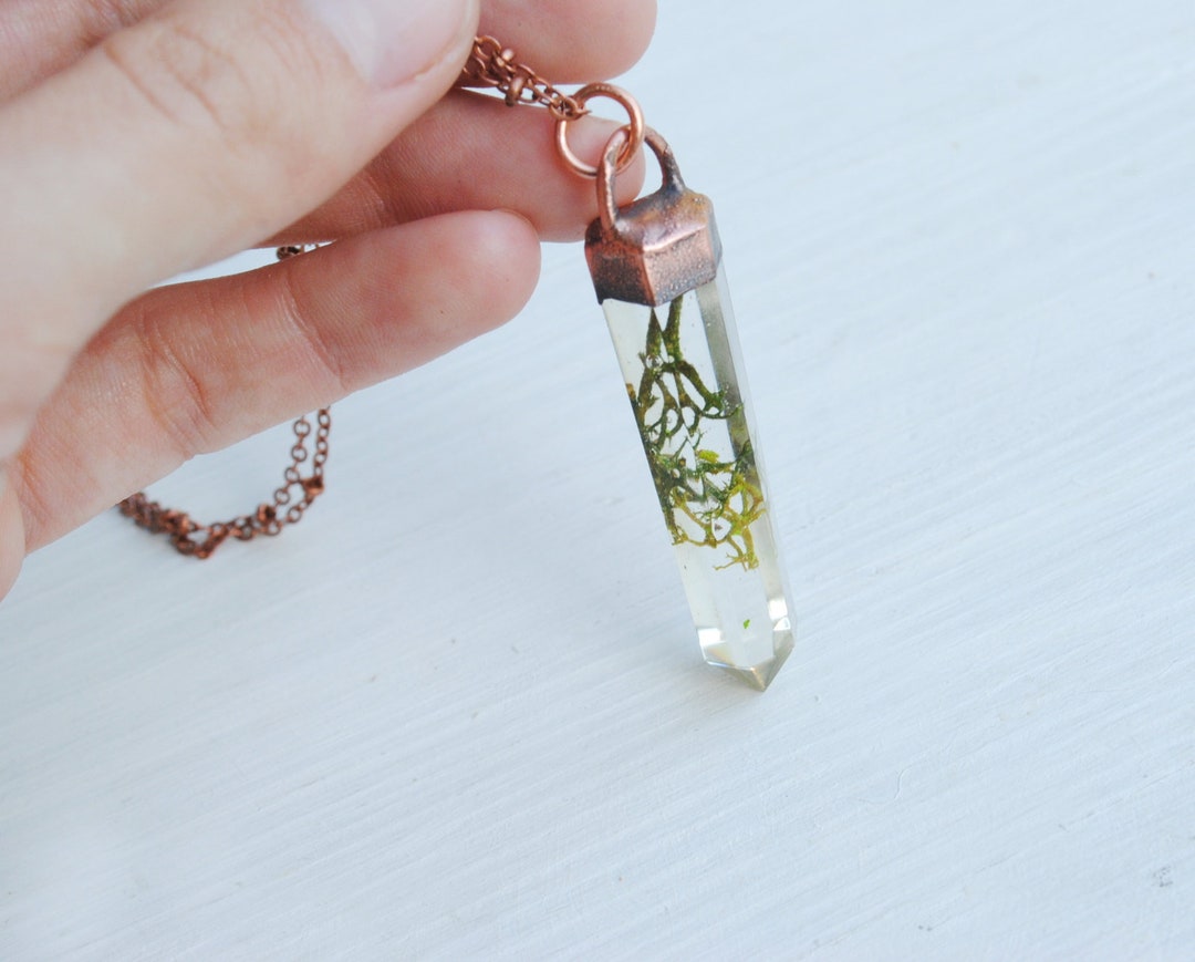 Moss Necklace, Real Moss Necklace, Moss Terrarium Necklace, Resin ...