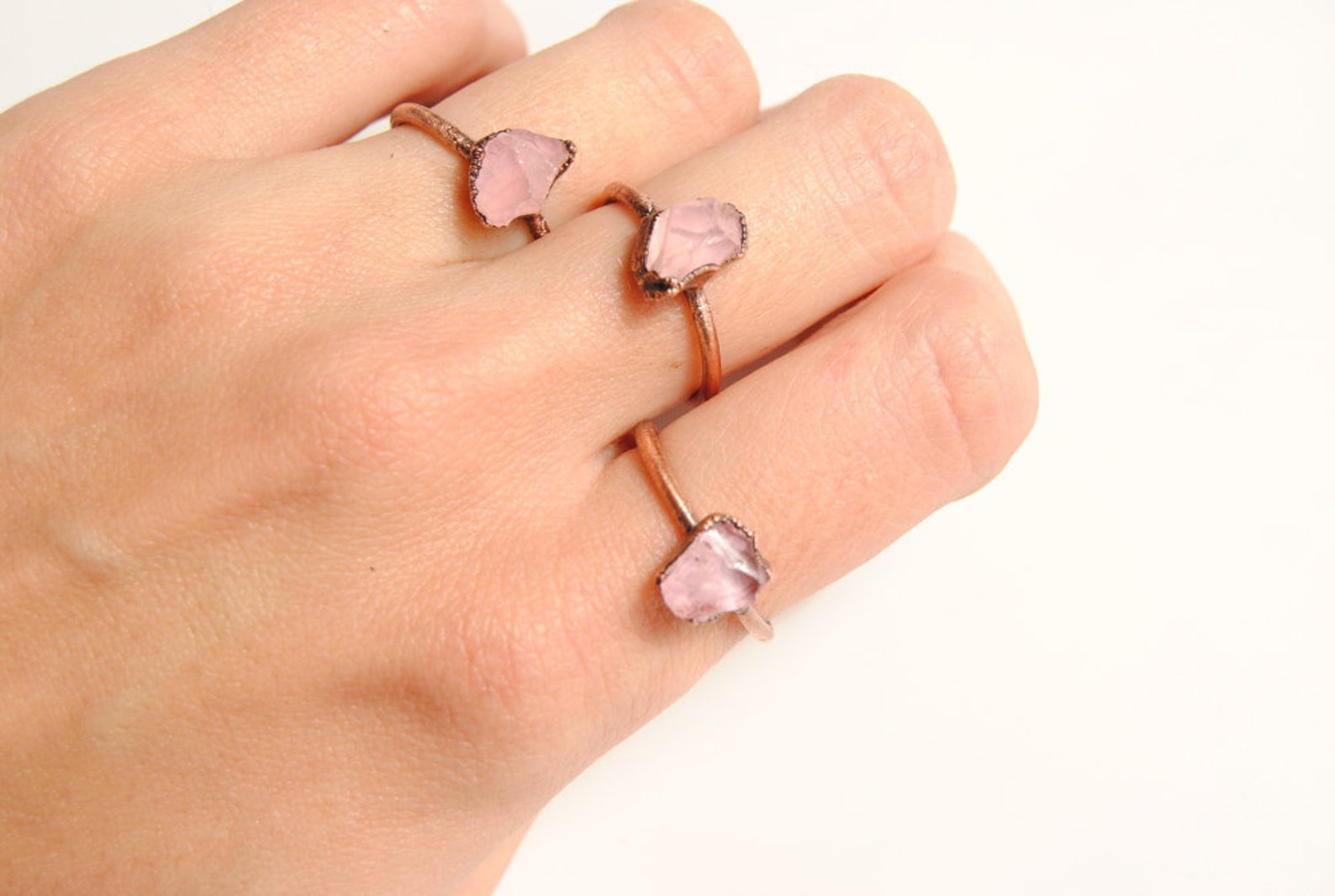 Raw Rose Quartz Ring Rose Quartz Copper Ring Pink Crystal - Etsy