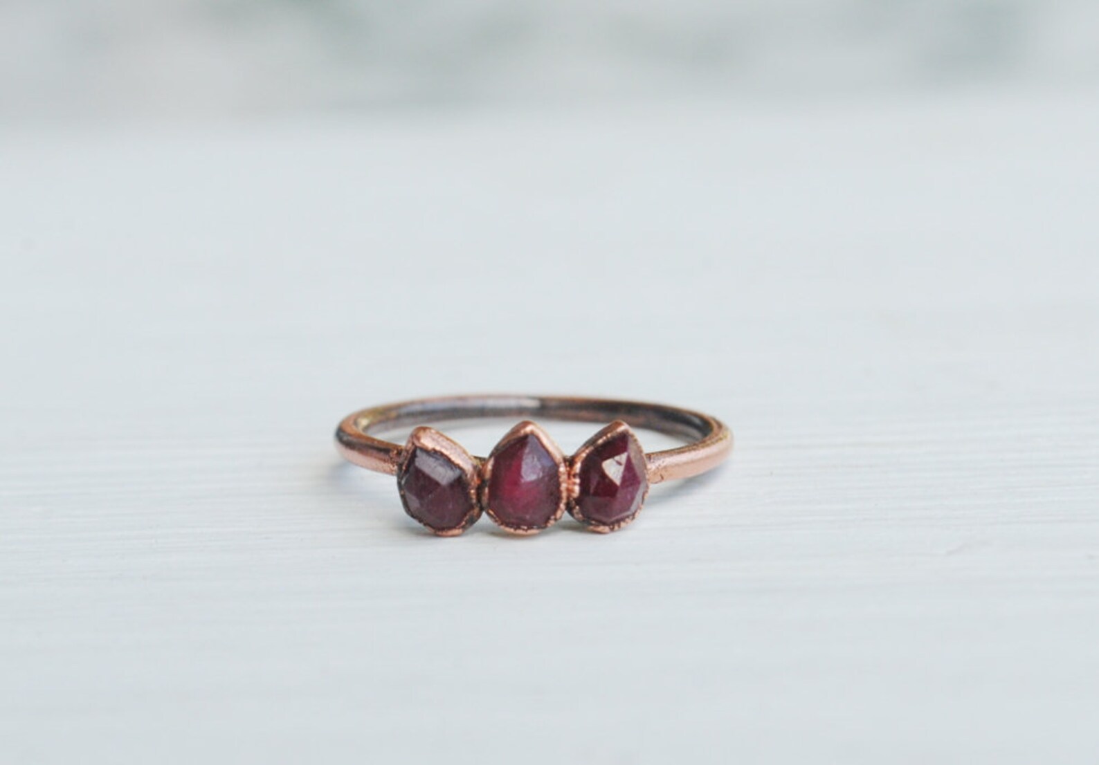 Triple Ruby Ring Faceted Ruby Ring Raw Ruby Ring Ruby - Etsy