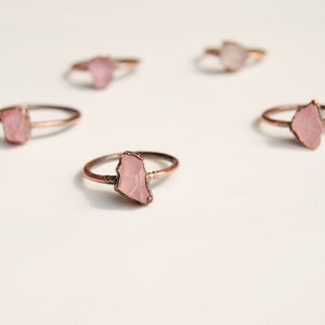 Raw Rose Quartz Ring Rose Quartz Copper Ring Pink Crystal - Etsy
