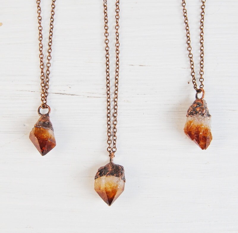 Raw citrine necklace citrine point necklace raw crystal | Etsy