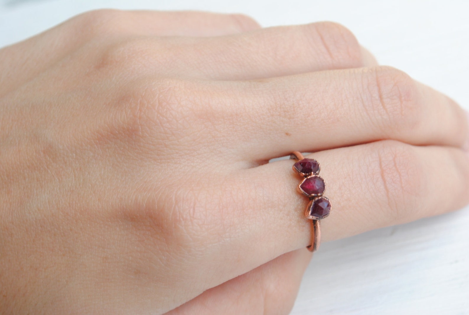 Triple Ruby Ring Faceted Ruby Ring Raw Ruby Ring Ruby - Etsy