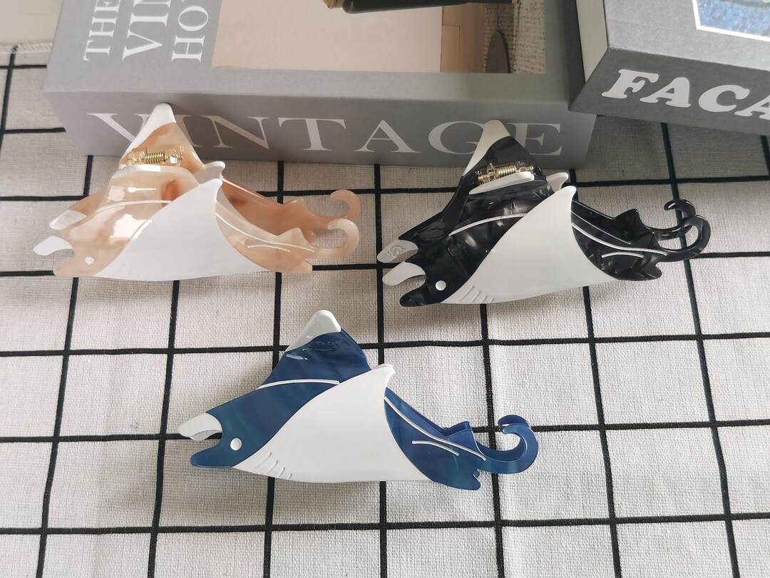 Large Manta Hair Claw Clip, Funny Ocean Animal Claw Clip, Cute Acetate ...