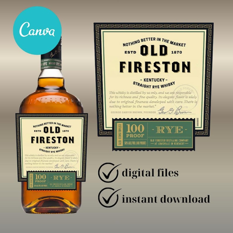 Custom Whiskey Label, Personalized Bourbon Gift Template (digital ...