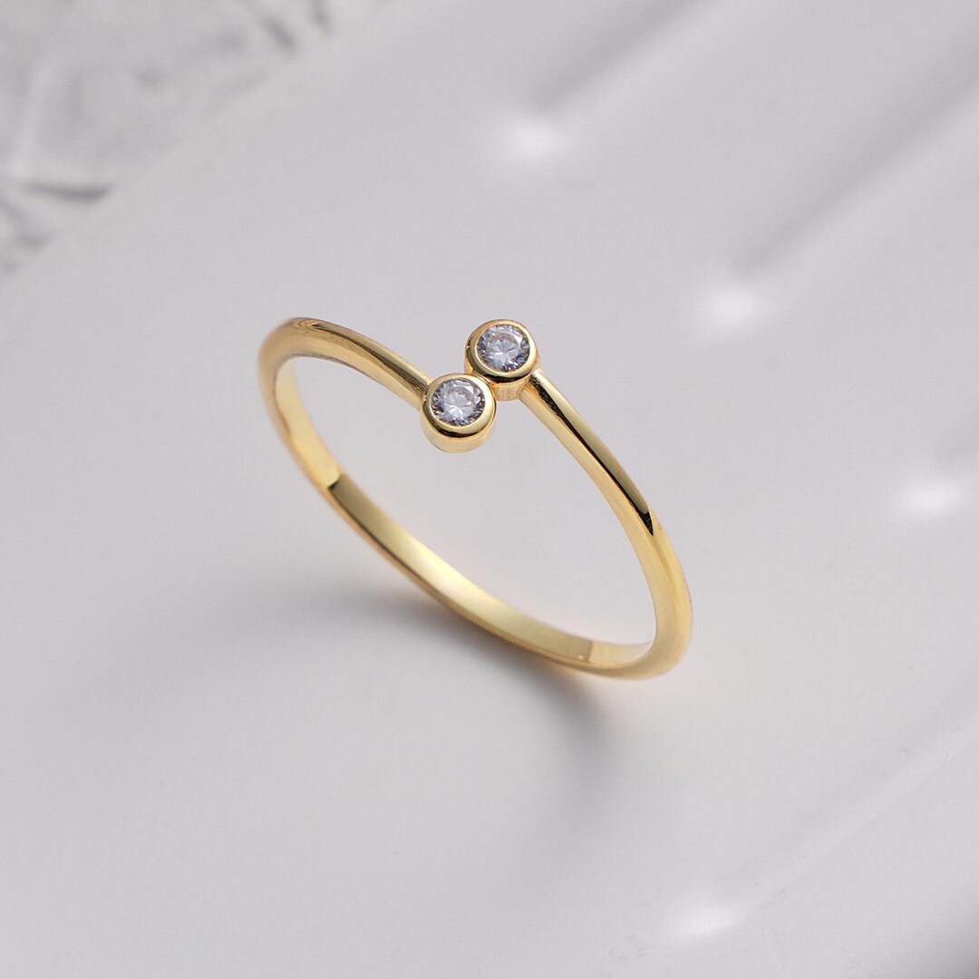 Personalized Birthstone Ring in Gold • Dual Gemstone Ring for Women ...