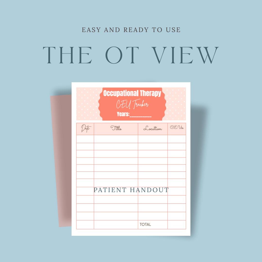 Occupational Therapy CEU Tracker | Handout | OT | COTA - Etsy