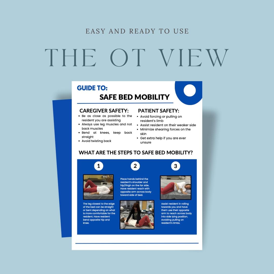 Guide to Safe Bed Mobility Handout for Occupational Therapy, Nursing ...