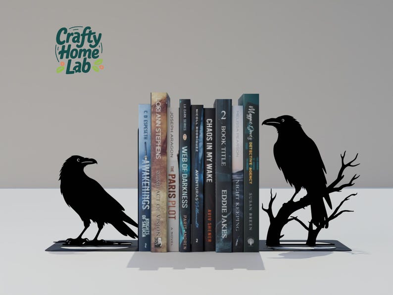 Unique Raven Metal Bookends,metal Crow Bookends,gothic Style Bookends ...